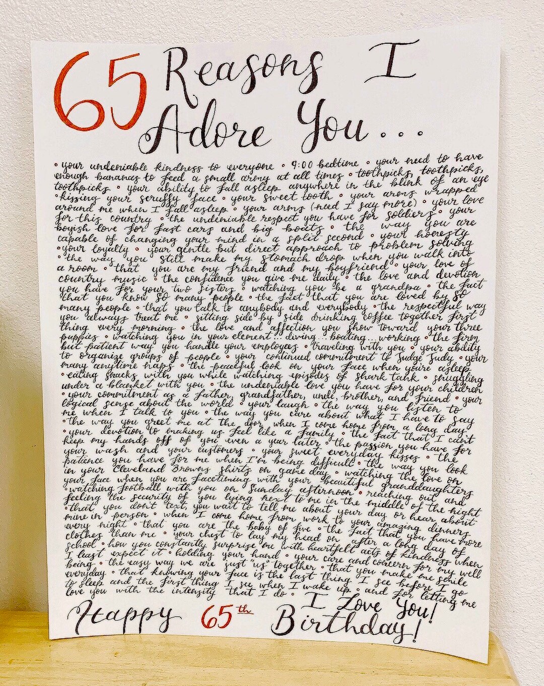 Reasons I Adore You CUSTOM Calligraphy Art - Etsy