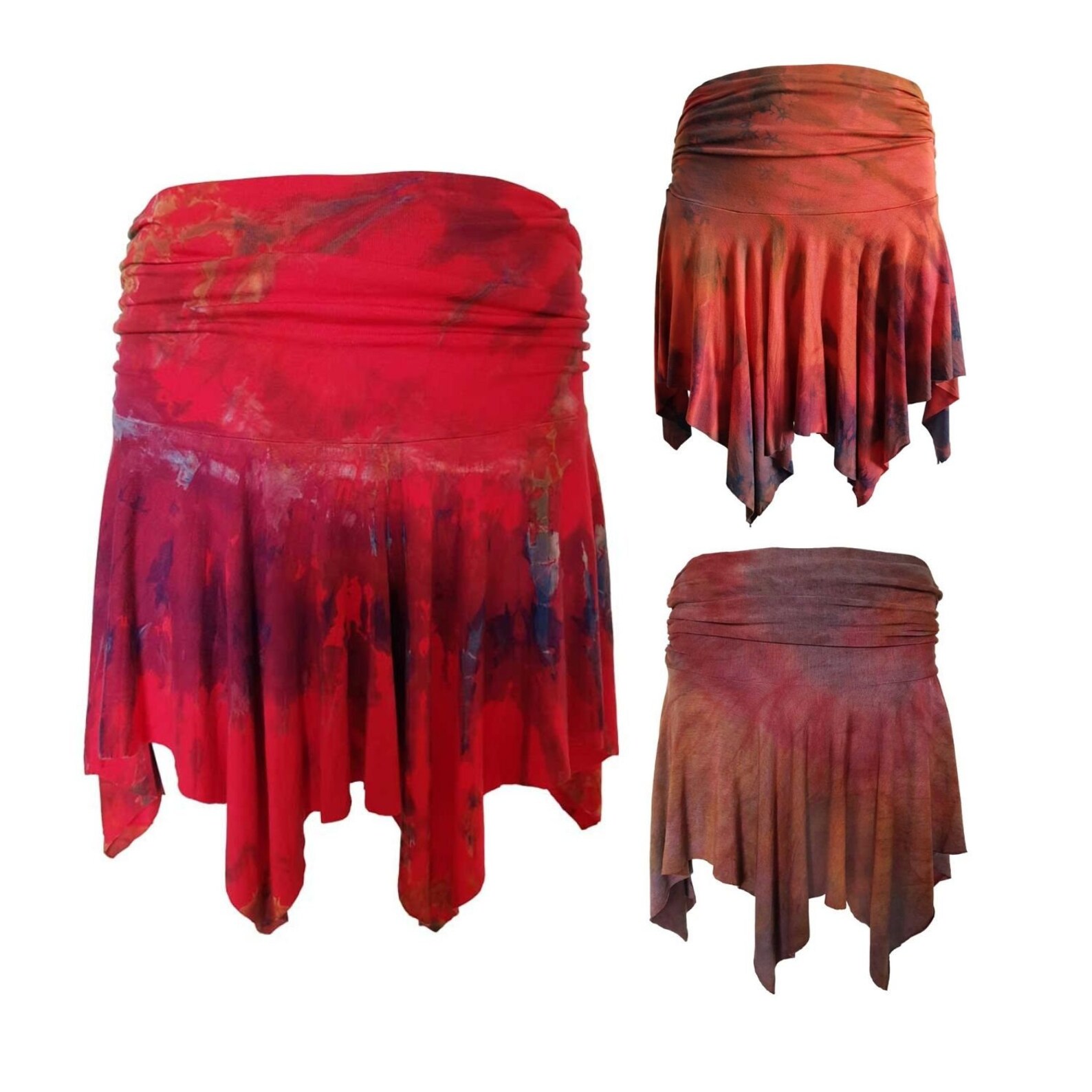 Tie Dye Pixie Mini Skirt Red and Orange | Etsy UK