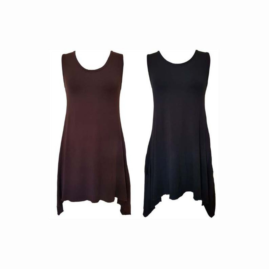 Plain Sleevless Tunic Brown and Black - Etsy