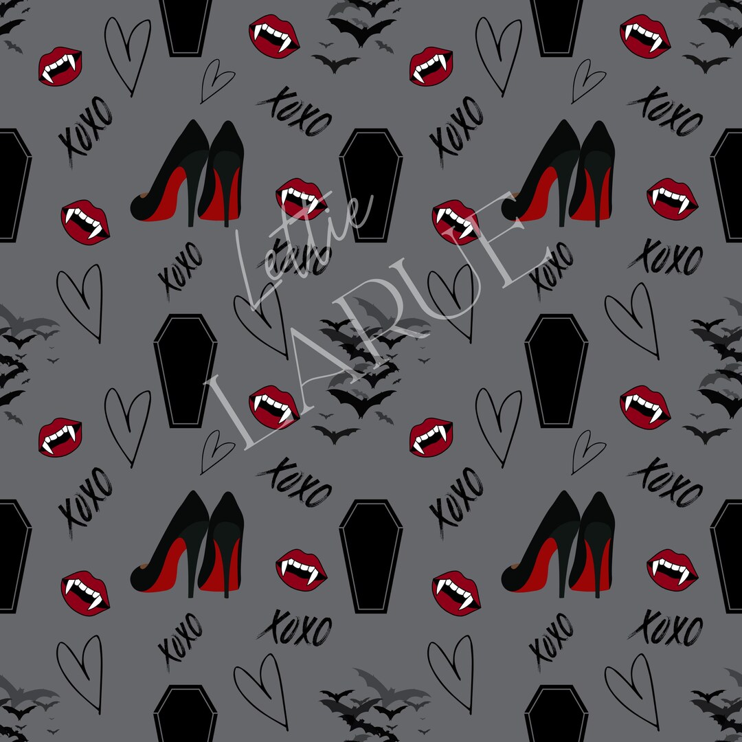 Seamless Pattern - Vampire, Red Bottom Heels, Coffin, Heart, XOXO - Etsy
