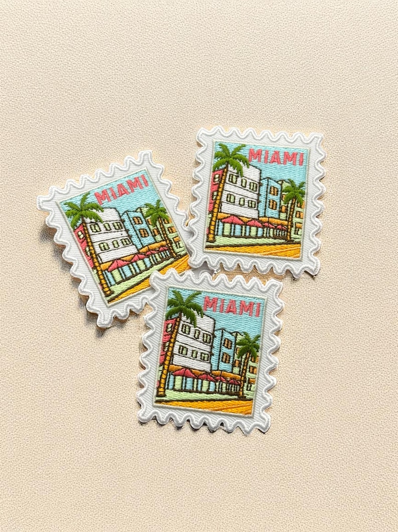 Miami Patch- Travel Patches- Iron on Patch- Miami Beach Florida- Wanderlust- Patch Collector ...