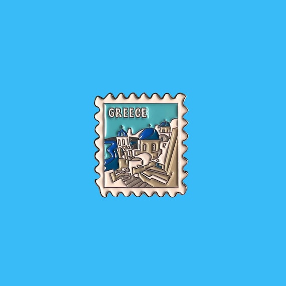 Greece Pin Travel Pin Enamel Pin Pin Collector Santorini - Etsy
