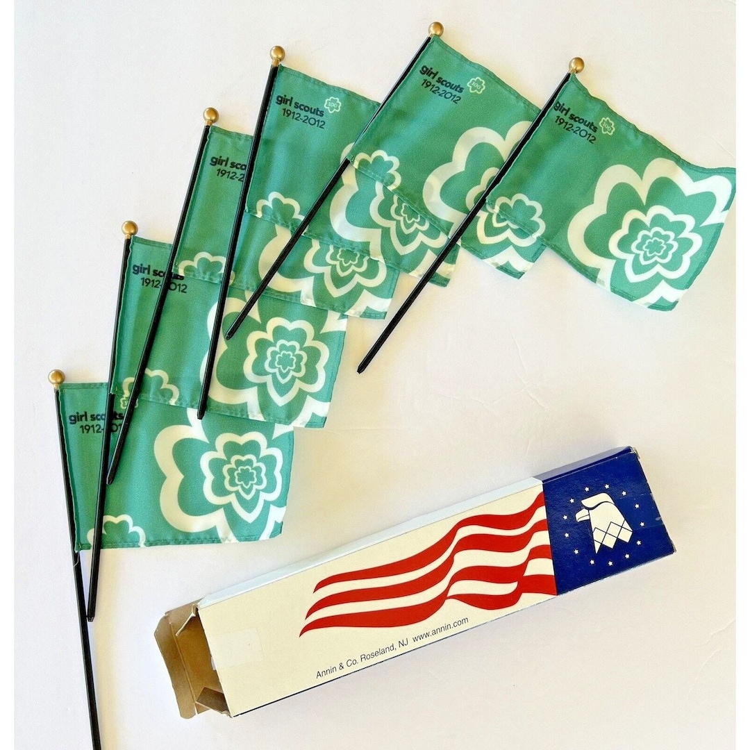 Girl Scout 100 Anniversary Collectible Flag Lot of 6 Flags W/box GSUSA ...