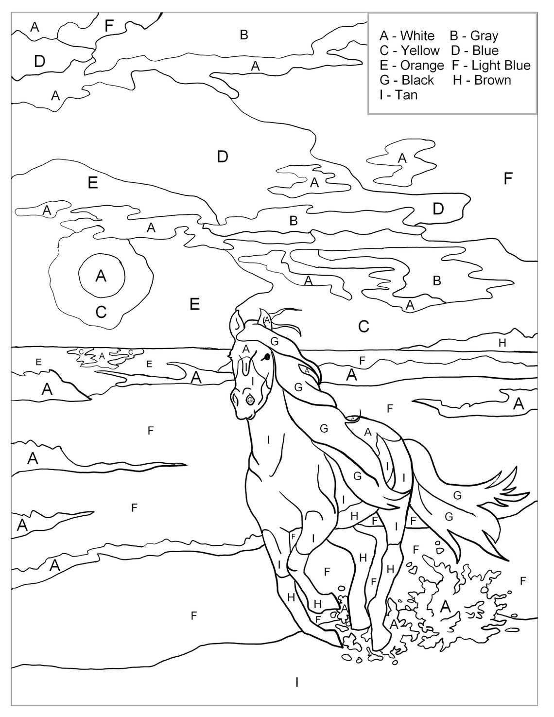 Color by Letter Horse Printable Worksheet - Etsy