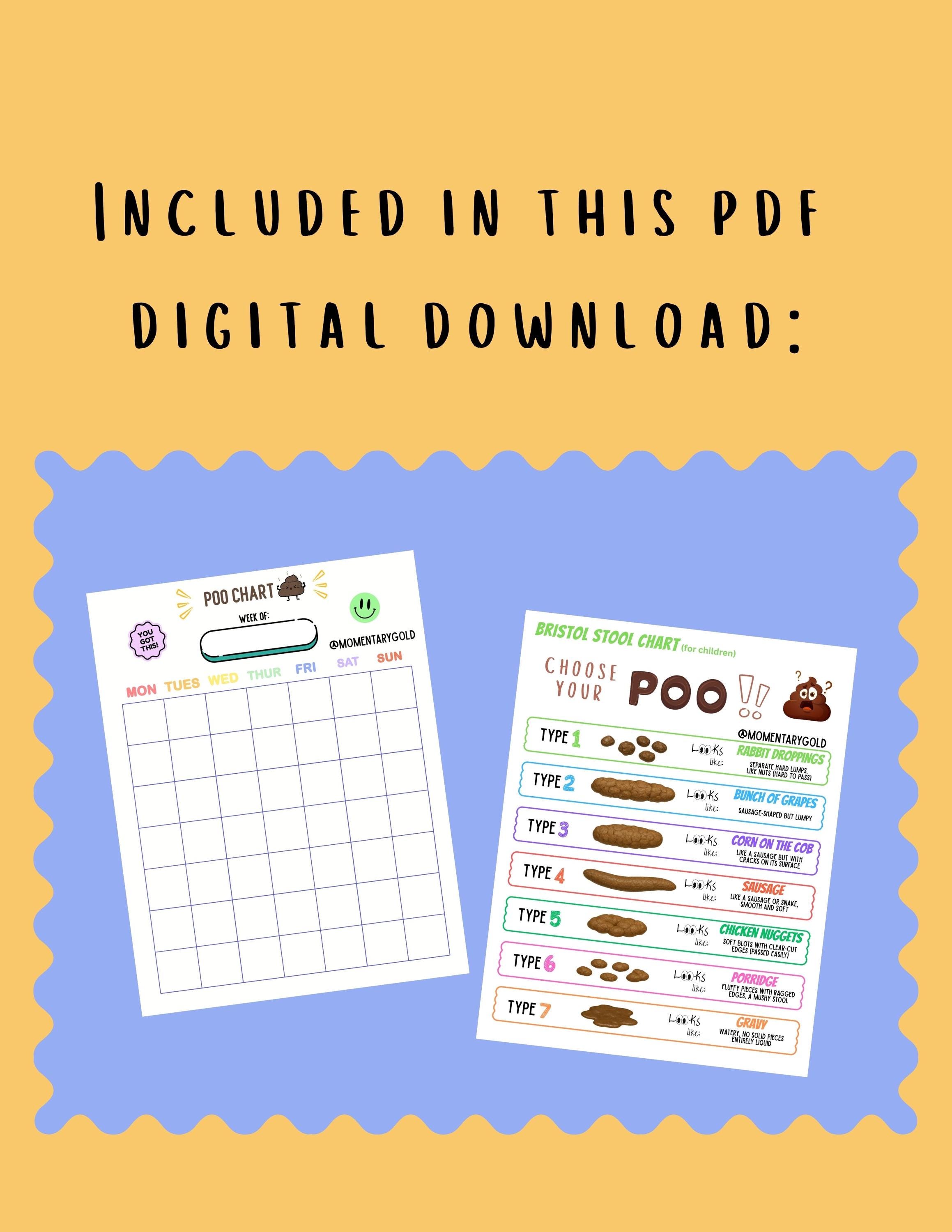 Printable Kids Poo Chart + Bristol Stool Chart | Toilet Training ...