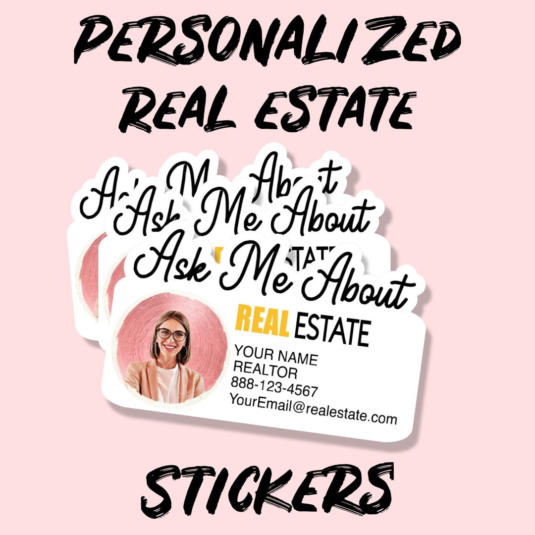 PERSONALIZED Real Estate Sticker - SET of 10 STICKERS, Real Estate ...