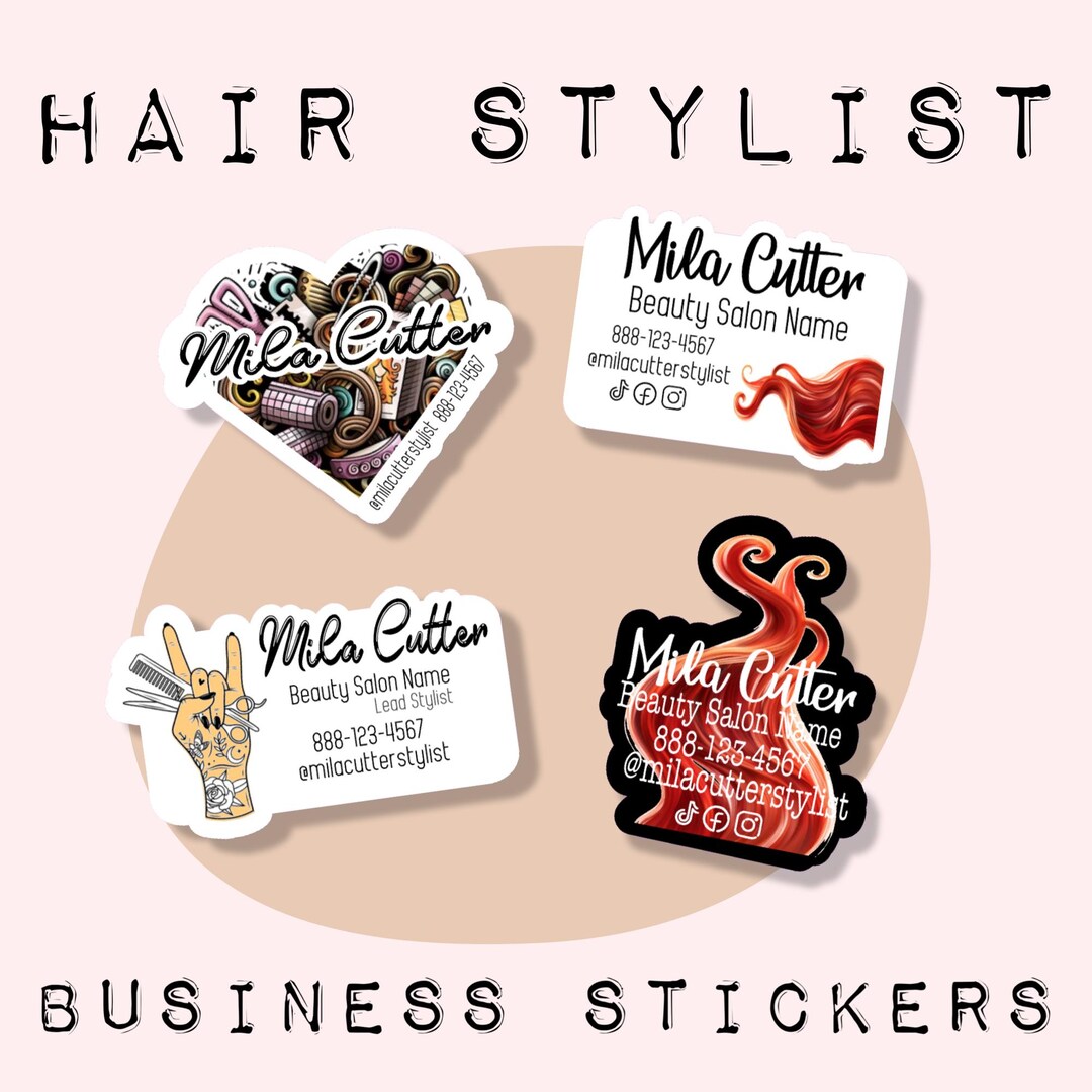 PERSONALIZED Hair Stylist Business Stickers - SET of 16 STICKERS, Swag ...