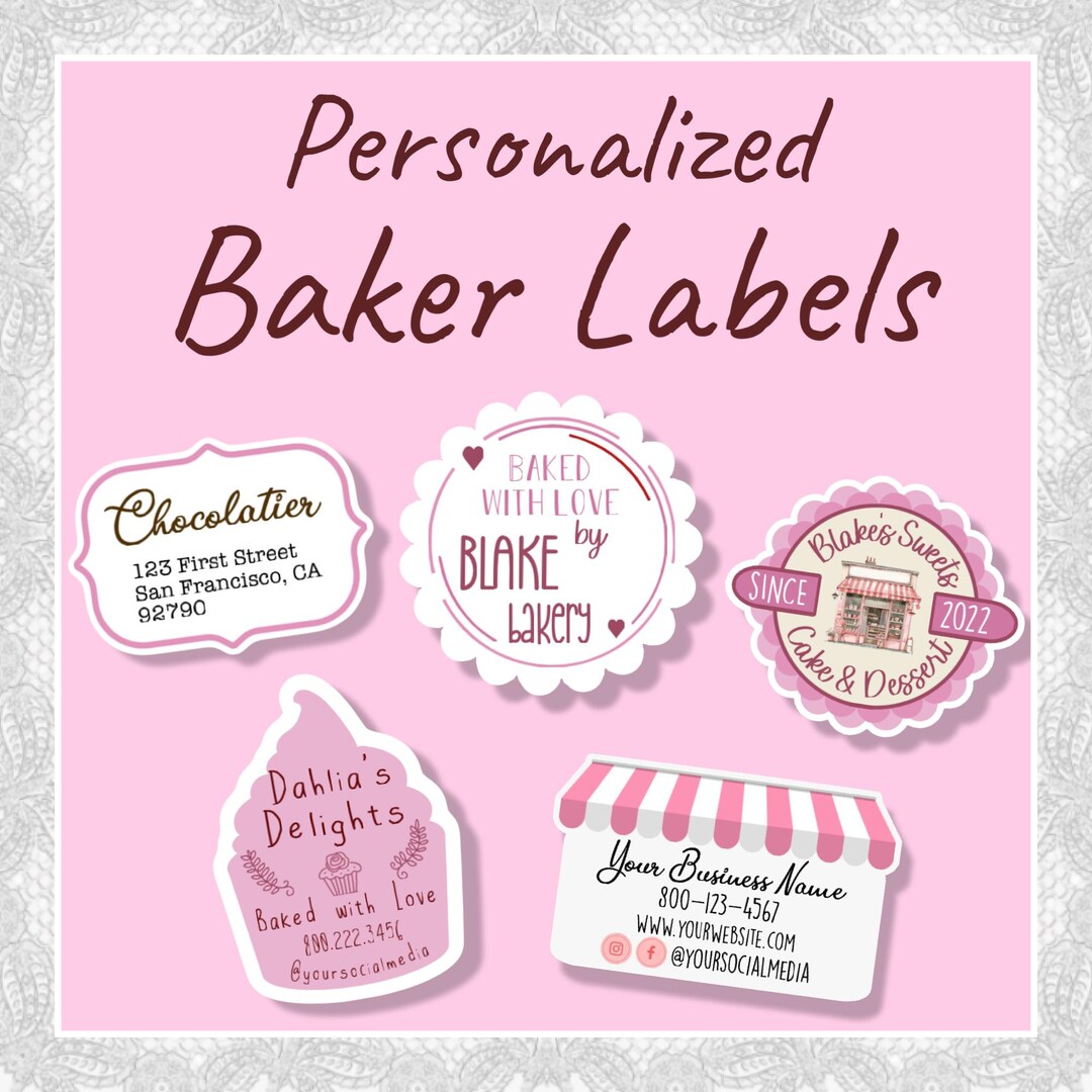 PERSONALIZED Baker Stickers - SET of 16 STICKERS, Vinyl Sticker ...