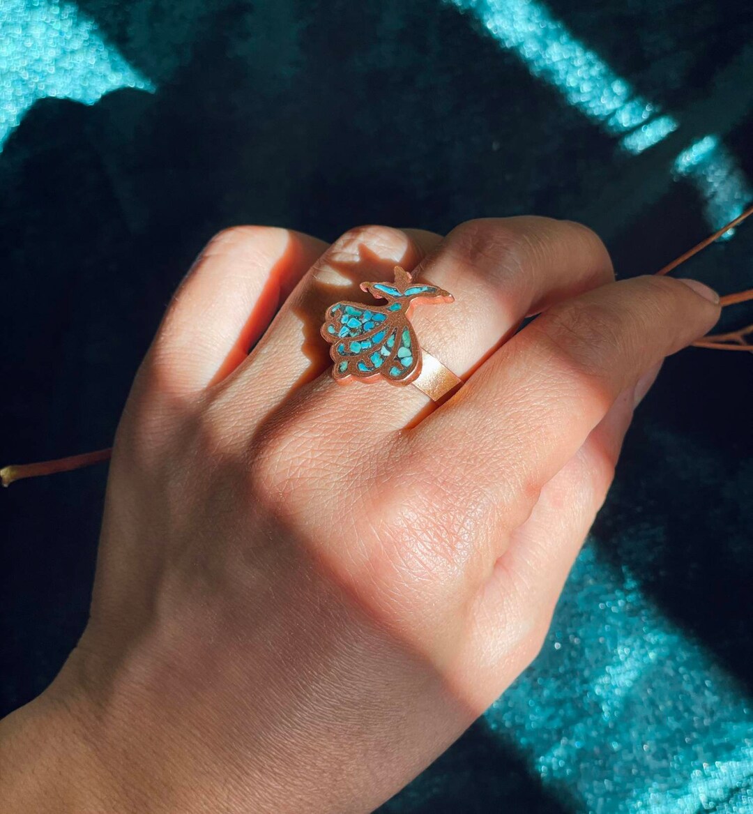 Copper and Turquoise Sufi Ring - Etsy