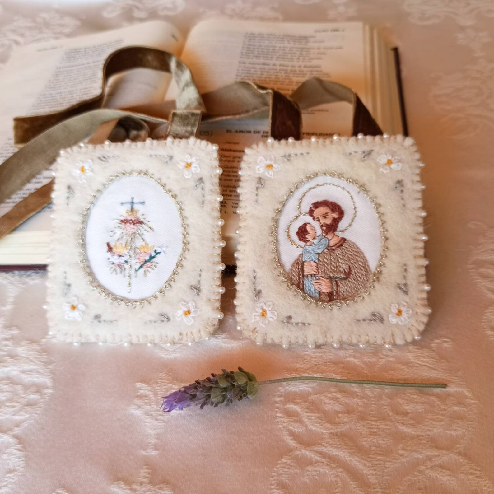 Scapular Handmade of Saint Joseph, Sacred Hearts of Holy Family, Hand ...