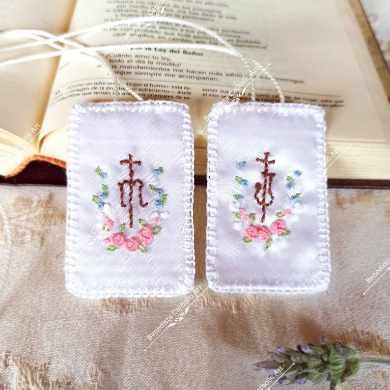 Jesus and Virgin Mary Scapular Hand Embroidered Scapular of - Etsy
