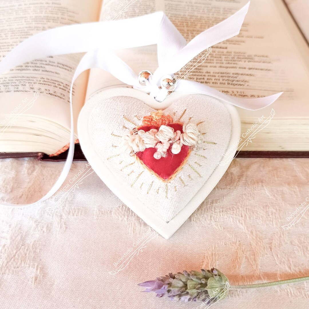 Immaculate Heart of Mary Medallion,baby Catholic, Cradle Medallion,hand ...