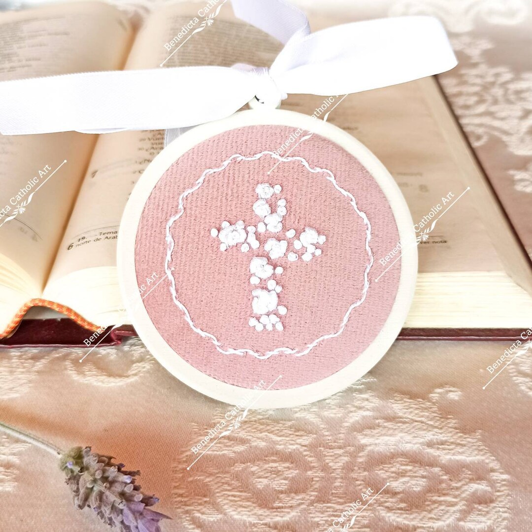 Cradle Medallion Baby Girl Crucifix Powder Pink Corduroy and - Etsy