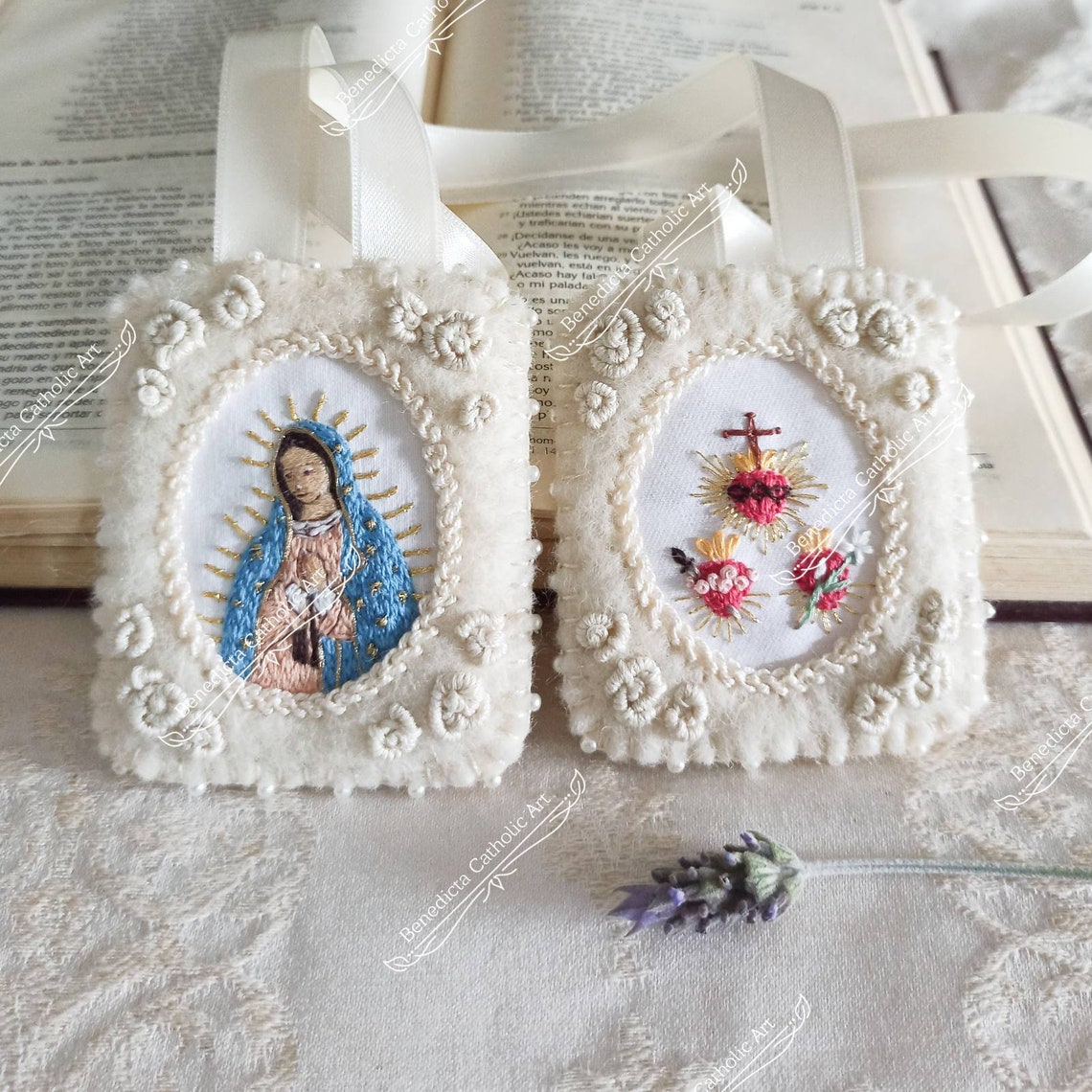 Scapular of the Virgin of Guadalupe and Holy Family Hearts Hand ...