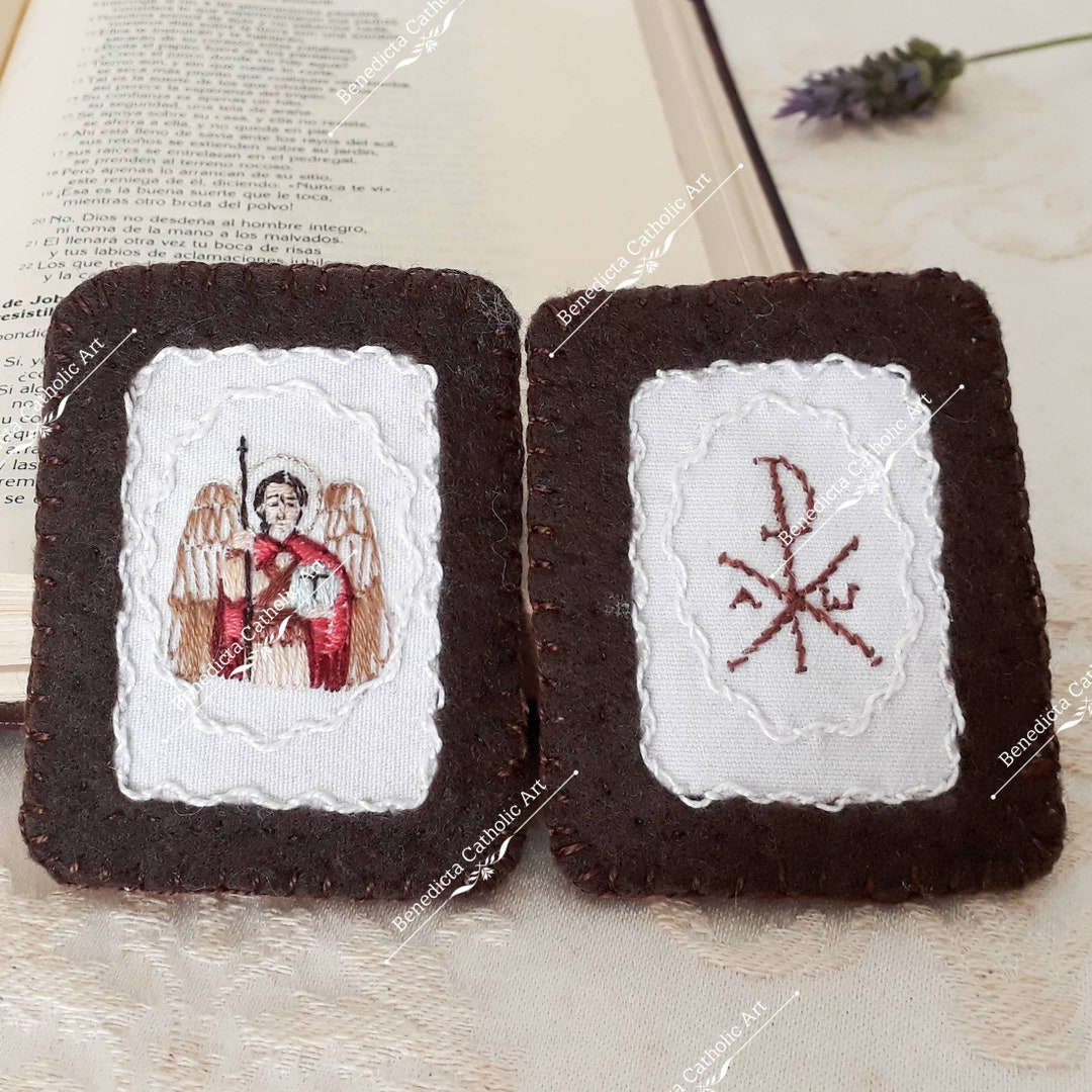 Scapular of Saint Michael Archangel, Handmade Brown Scapular, Catholic ...