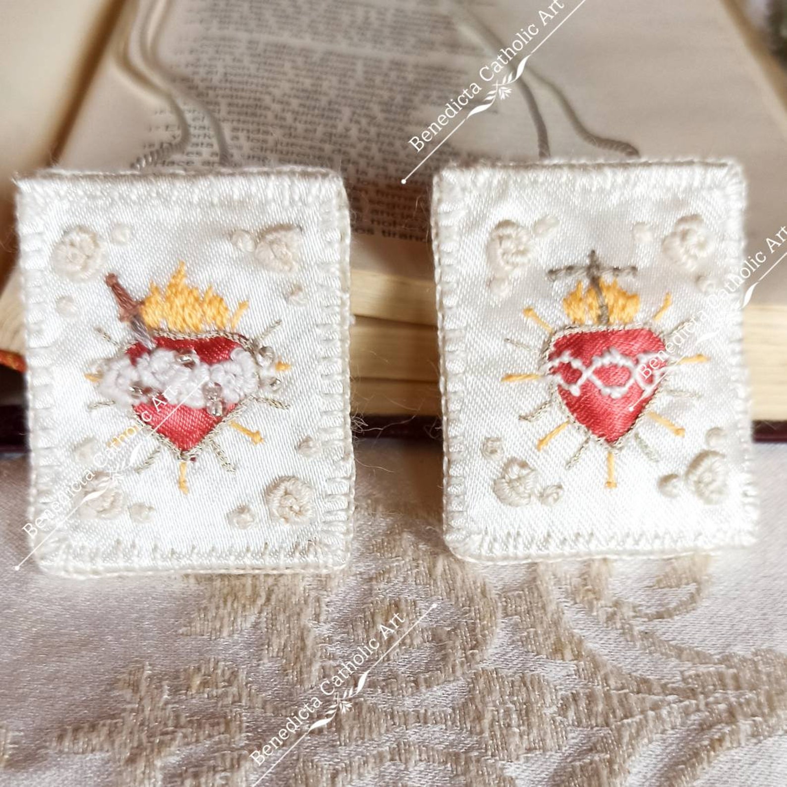Sacred Heart of Jesus Scapular Immaculate Heart of Mary - Etsy