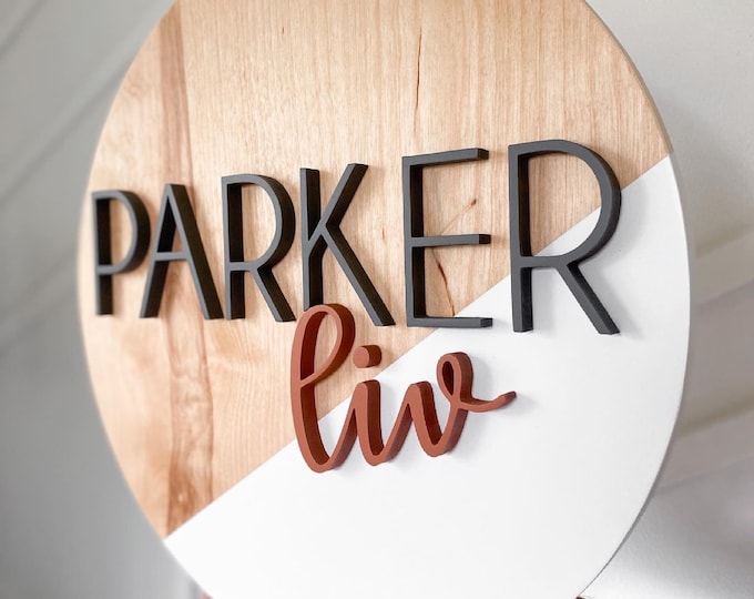 18" Circle Custom Wood Name Sign / Custom Signs / Nursery Sign / Round ...