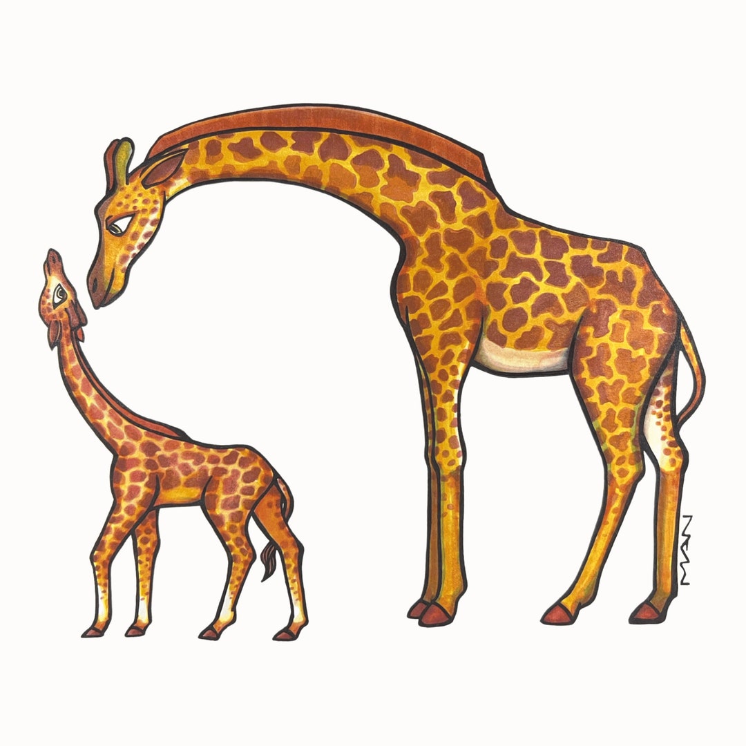 Watercolor Ink Giraffe Print, Zoo Animal Prints, Giraffe Print, Safari ...