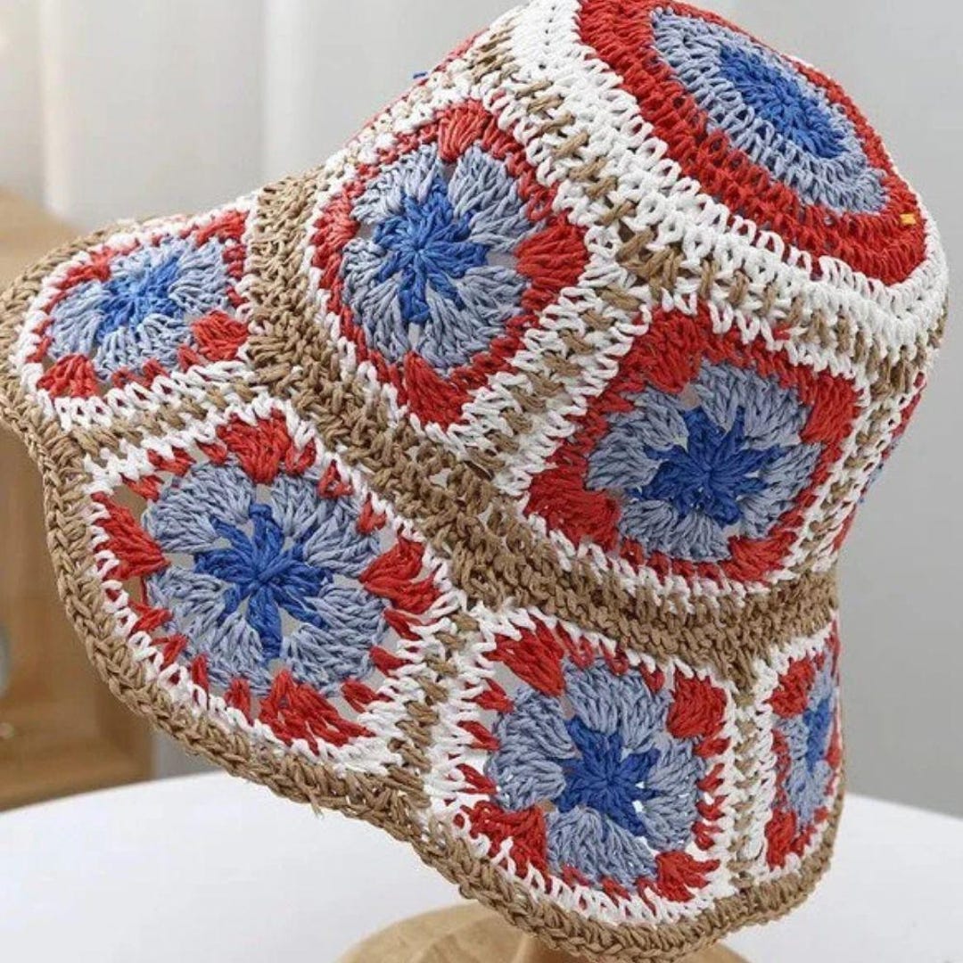 Crochet Bucket Sun Hat: Wide Brim Beach Straw Hat - Etsy