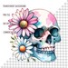 Daisy Skull PNG Clipart for Sublimation Watercolor Floral Skull Digital ...
