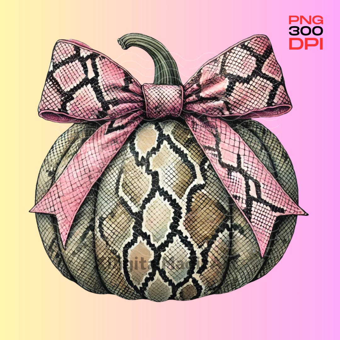 Coquette Snake Print Pumpkin PNG Pink Bow Fall Sublimation Design Cute ...