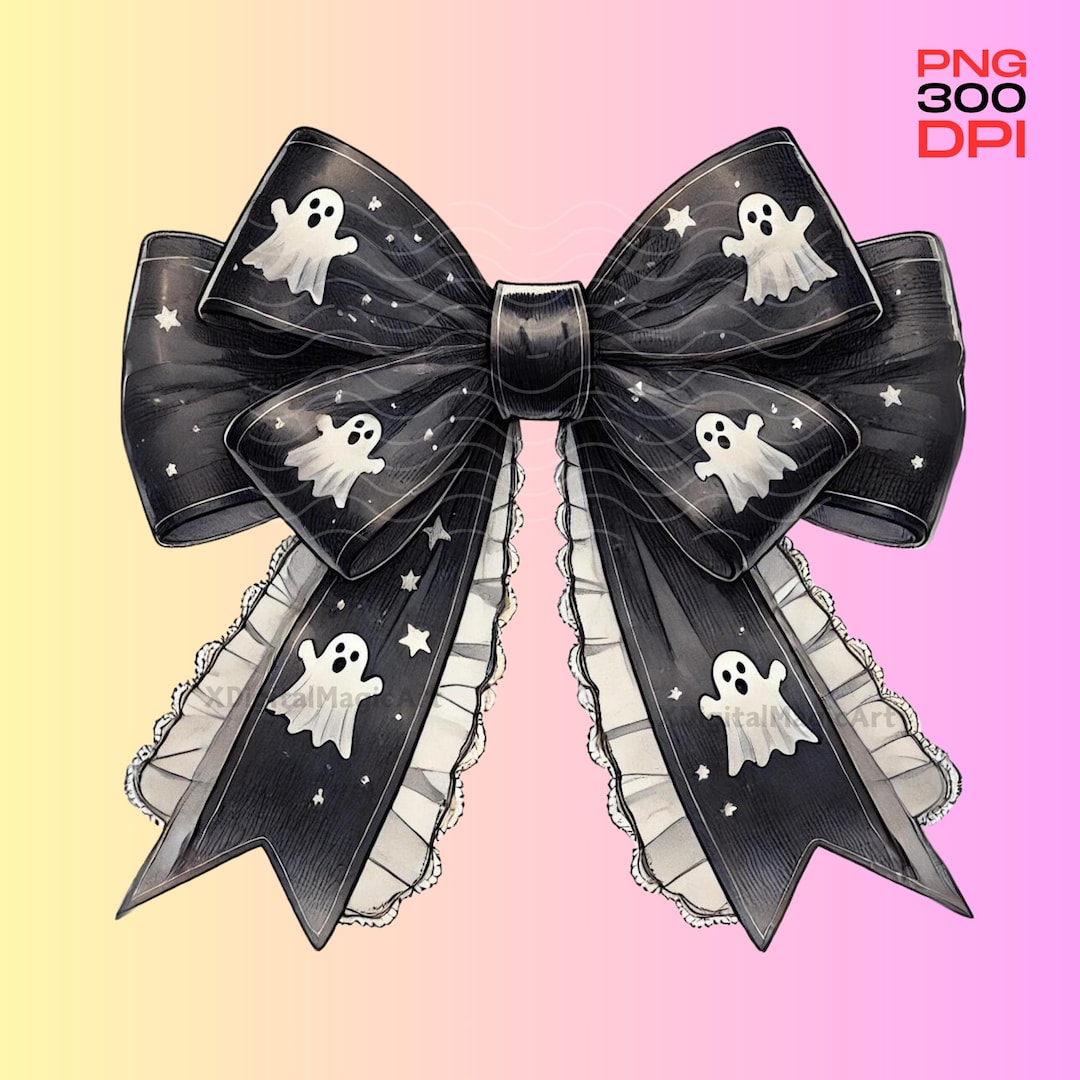Black Halloween Coquette Bow PNG Spooky Ghost Ribbon Clipart Gothic ...