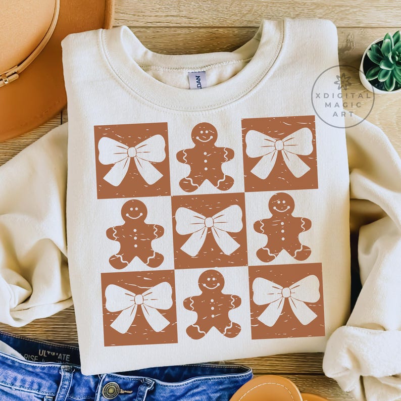 Retro Checkered Gingerbread Man PNG, Coquette Christmas Clipart ...