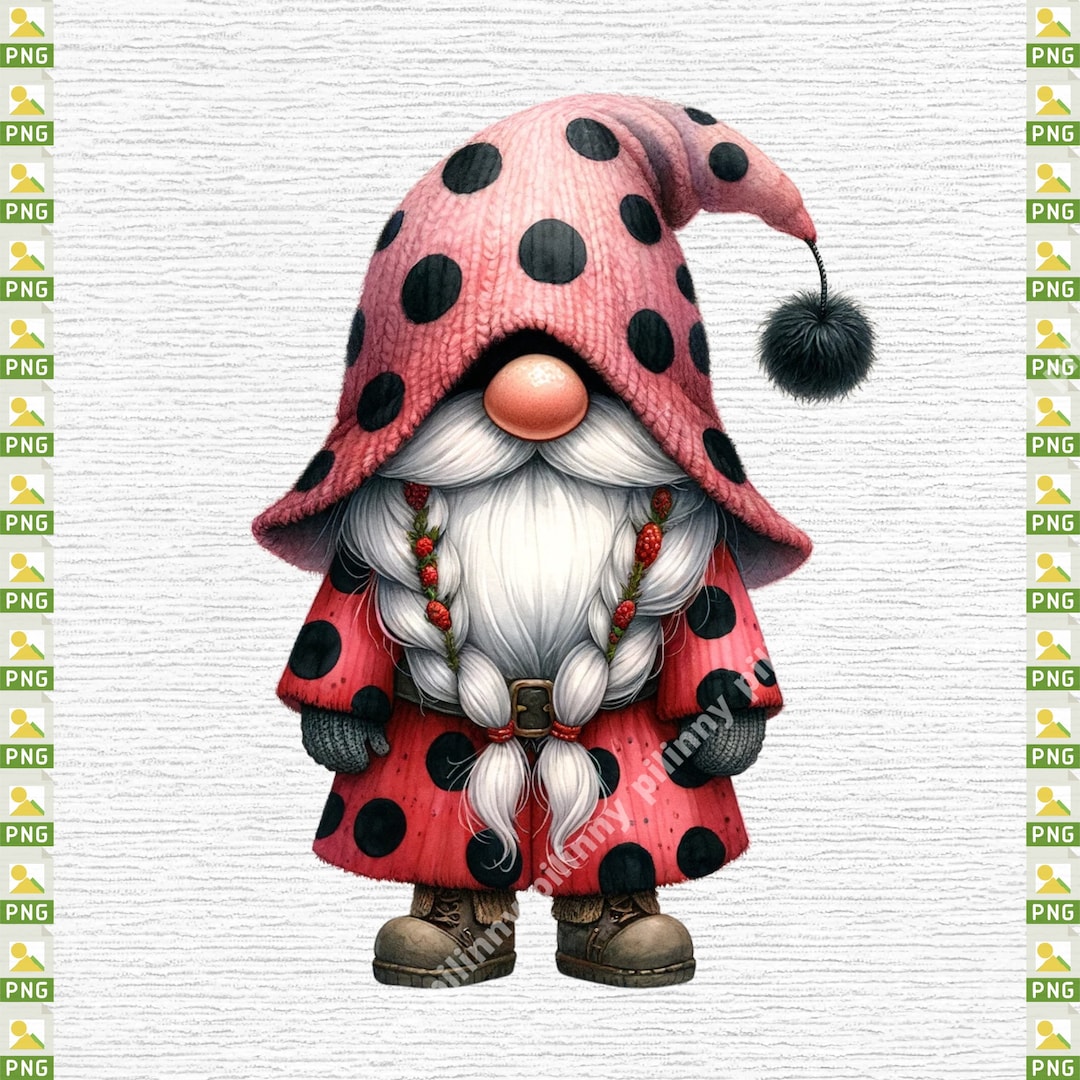 Ladybug Gnome Clipart, Gnome Clipart, Digital Download for Crafting ...