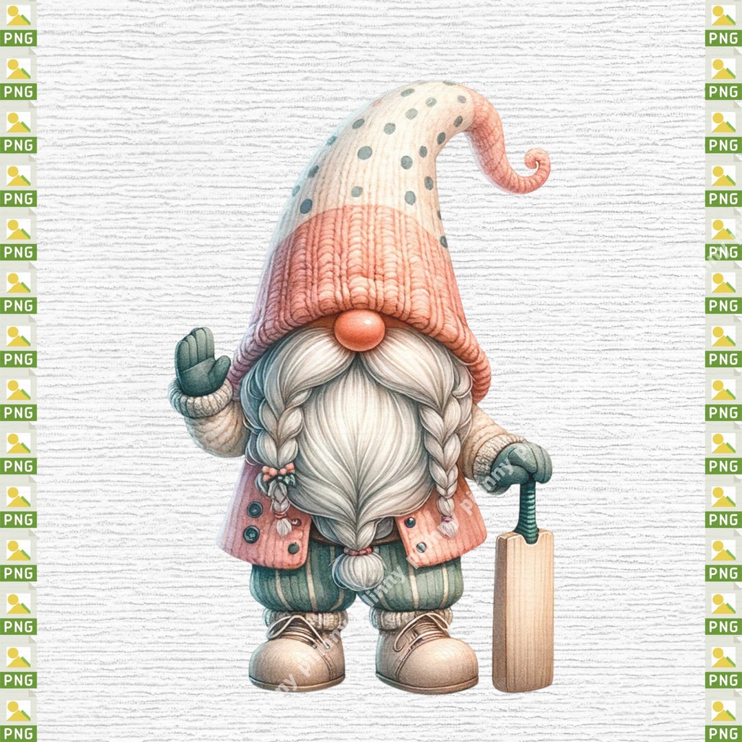 Cricket Gnome PNG Watercolor Cricket Gnome Sports Gnome Clipart Digital ...