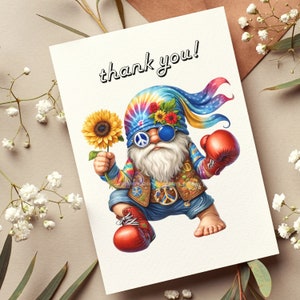 Hippie Gnome Clipart PNG Peaceful Fighter Gnome Digital Art, Sunflower ...