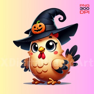 Spooky Chickens Png, Cute Witch Chicken Halloween PNG, Halloween PNG ...