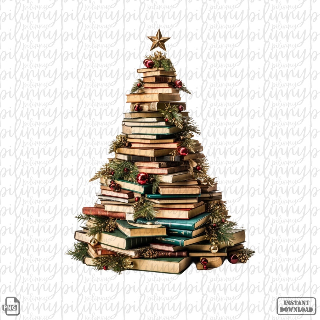 Christmas Book Tree Png, Book Christmas Tree Png, Book Lover Png ...