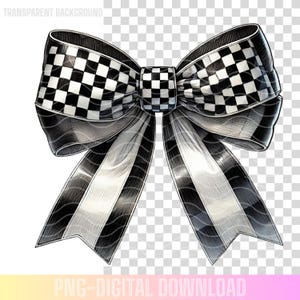 Checkered Coquette Bow PNG, Aesthetic Black and White Bow Clipart ...