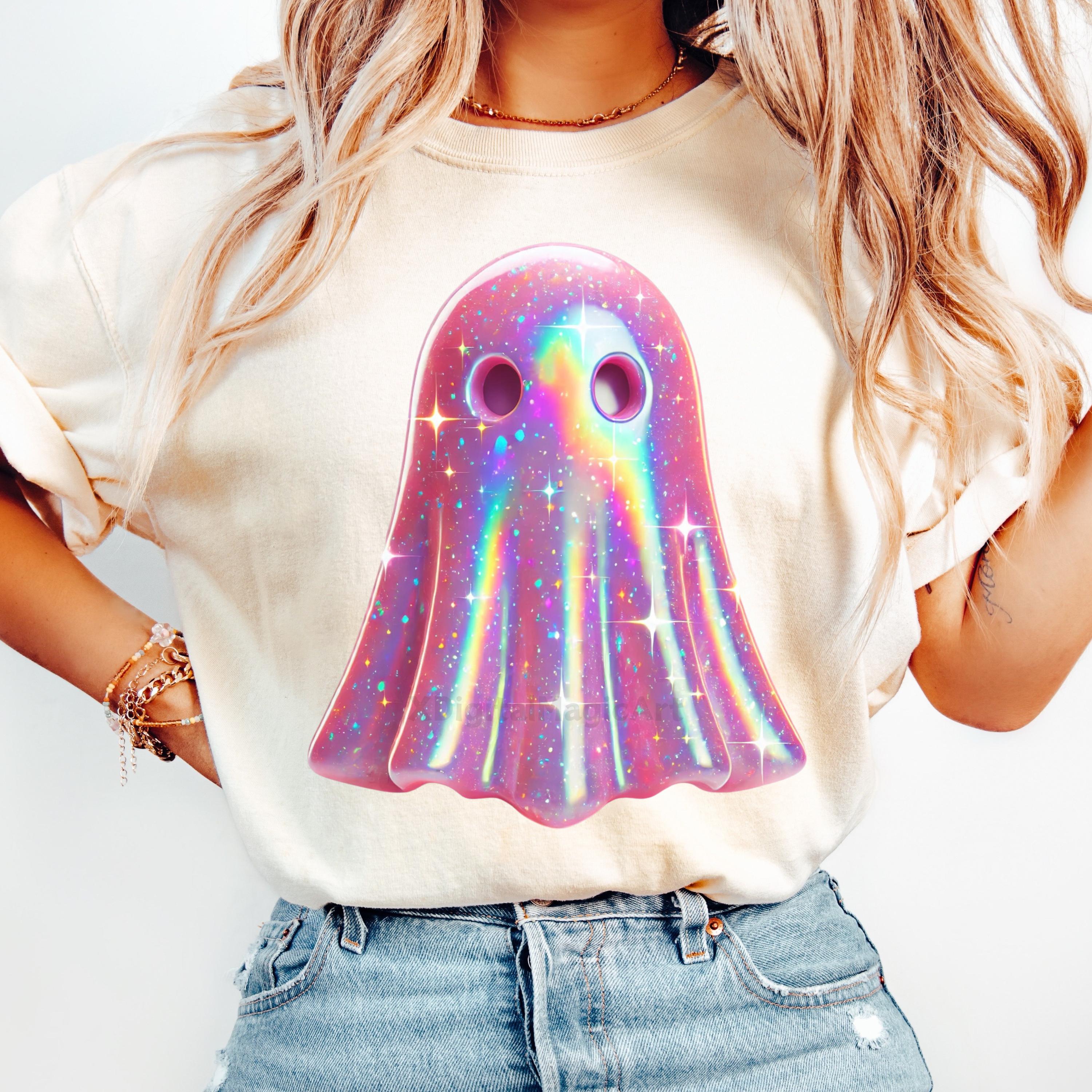 Holographic Glitter Ghost PNG, Rainbow Ghost Clipart, Sparkly Halloween ...