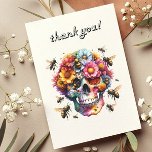 Watercolor Flower Bee Skull PNG Clipart Artistic Sublimation Design ...