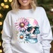Daisy Skull PNG Clipart for Sublimation Watercolor Floral Skull Digital ...