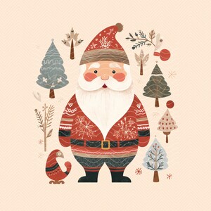 Scandi Santa Claus Clipart Bundle 5 PNG, Watercolor Xmas Clip Art PNG ...