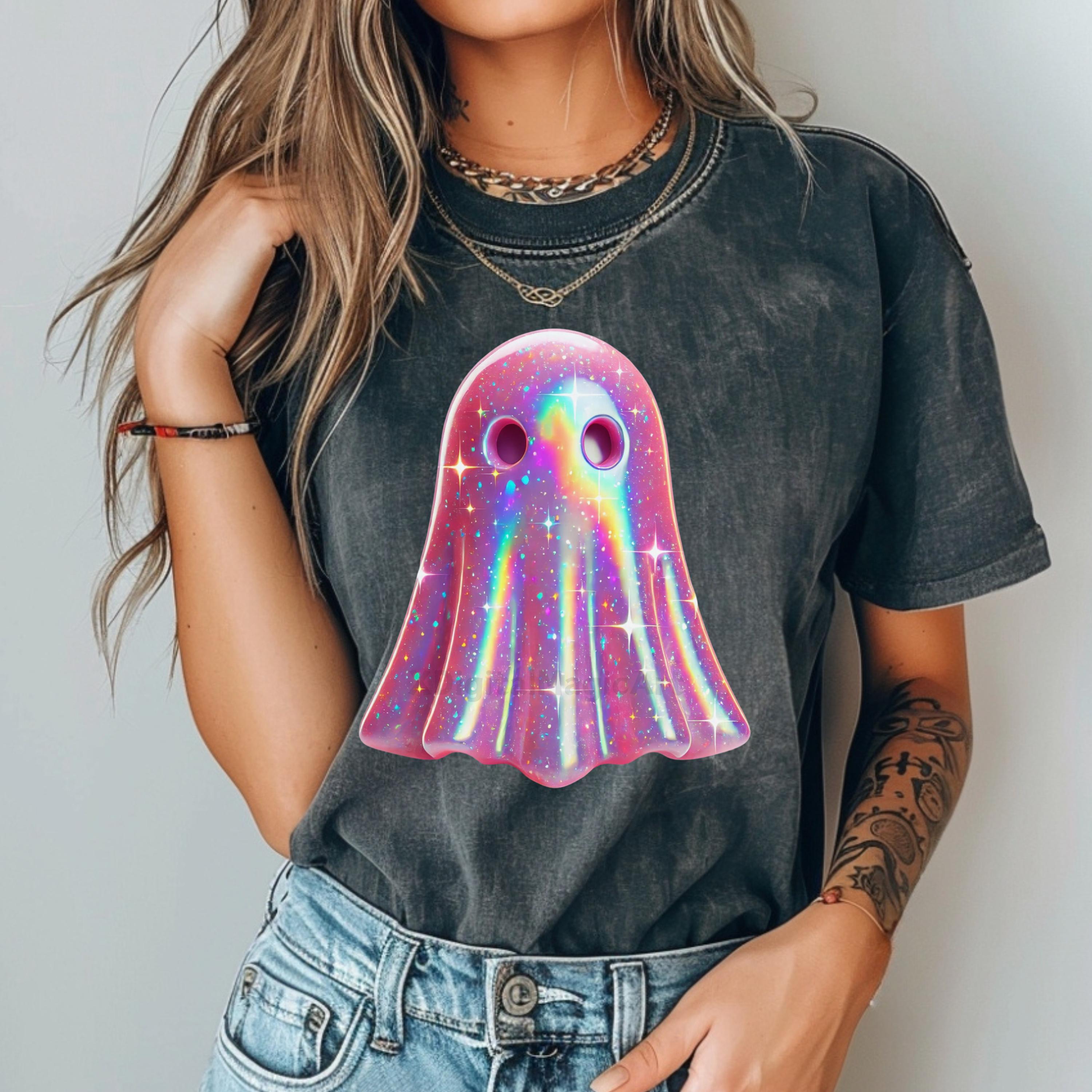 Holographic Glitter Ghost PNG, Rainbow Ghost Clipart, Sparkly Halloween ...