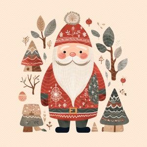 Scandi Santa Claus Clipart Bundle 5 PNG, Watercolor Xmas Clip Art PNG ...