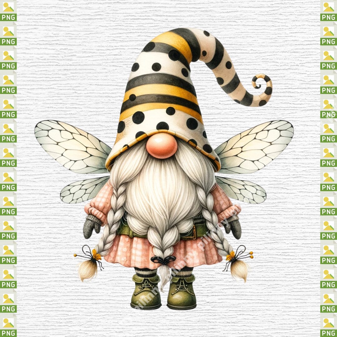 Watercolor Flower Bee Gnome Clipart, Clipart for Gardeners, Spring ...