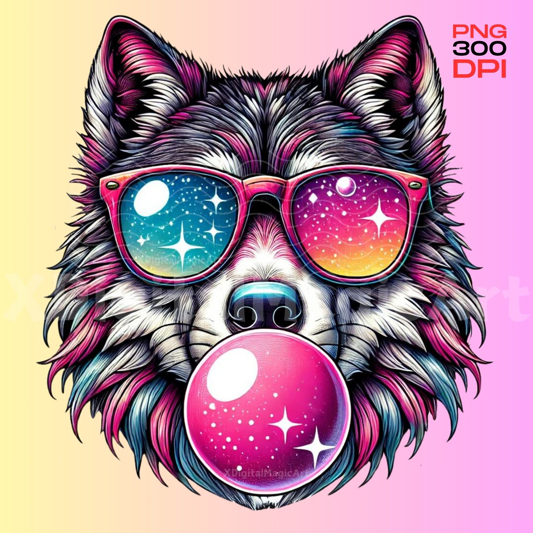 Spirit Wolf Design, Cosmic Wolf Mascot Spirit PNG, Galaxy Bubblegum ...