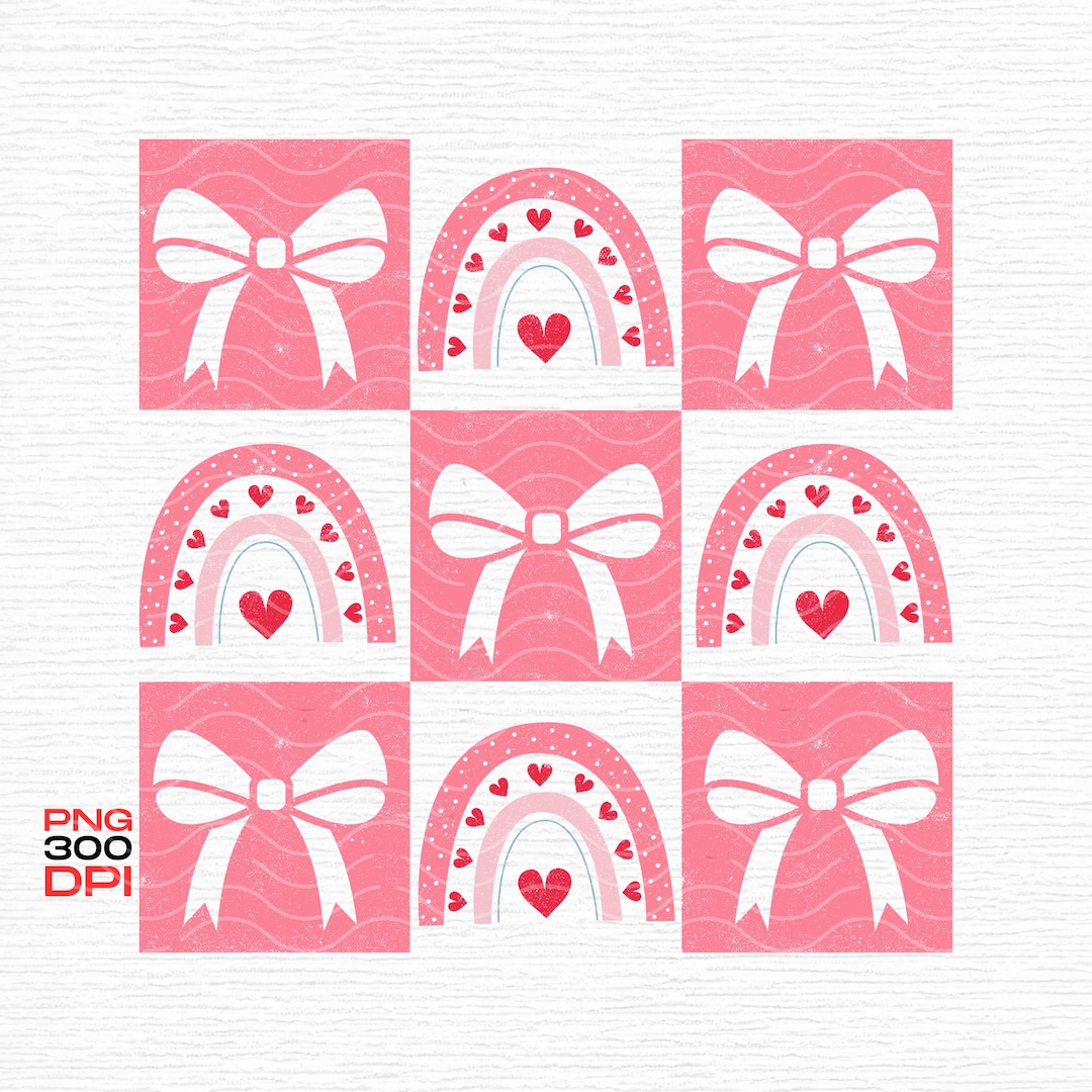 Coquette Valentines PNG, Retro Checkered Valentine's Day PNG, Pink ...
