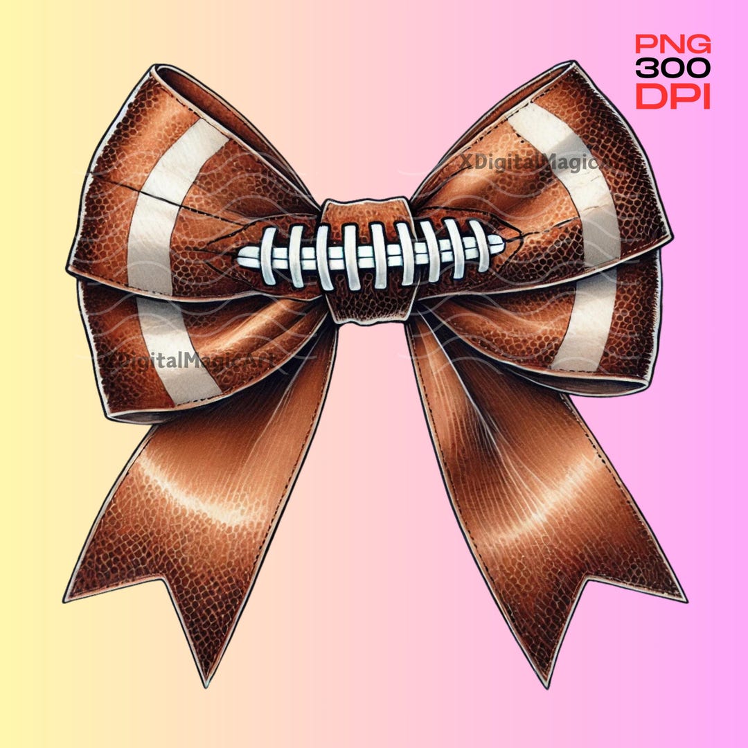 Coquette Football Bow PNG, Watercolor Football Clipart, Vintage ...