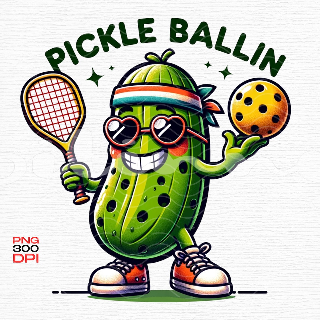 Pickle Ballin Clipart PNG - Fun Pickleball Character Sublimation Design ...