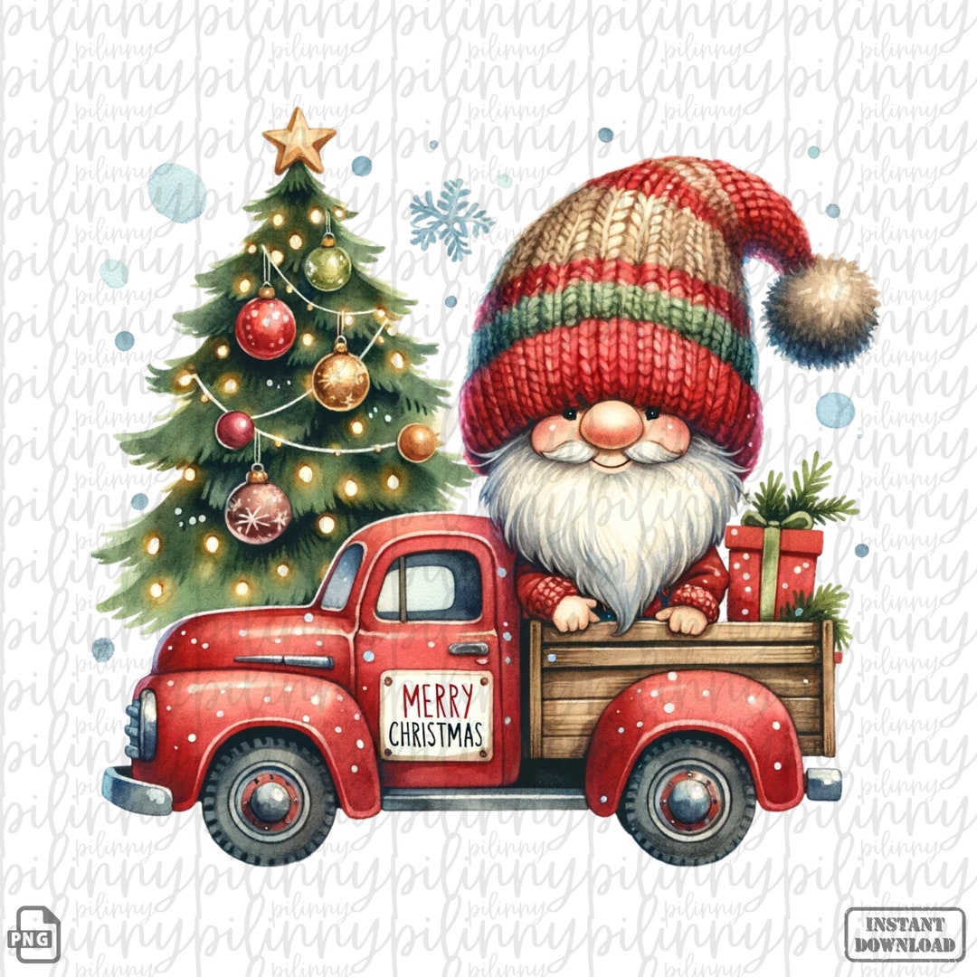Merry Christmas Gnomies Png for Sublimation Watercolor - Etsy