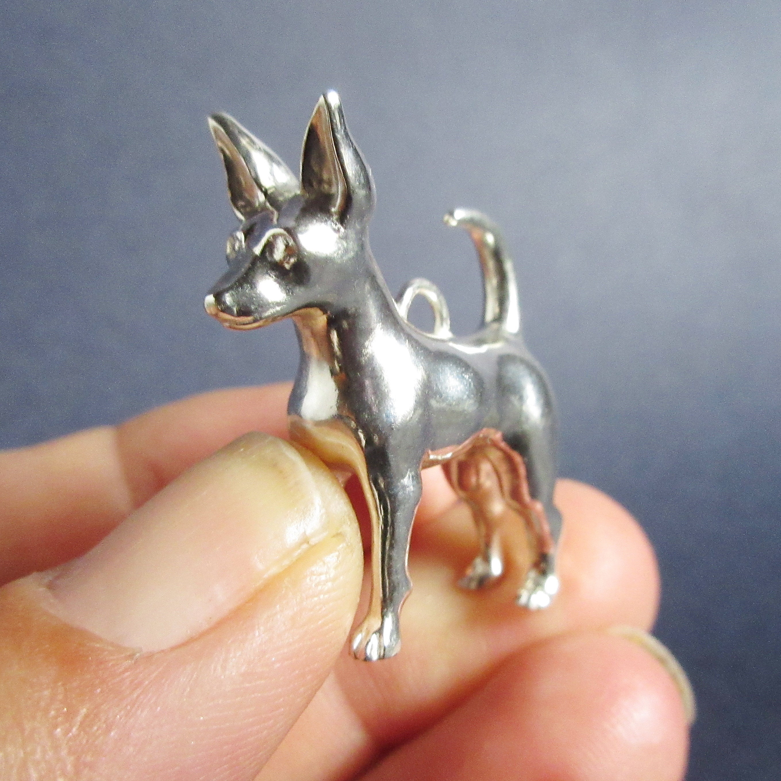 Minpin Miniature Pinscher 3D Standing Dog Pendant Charm Solid Sterling ...