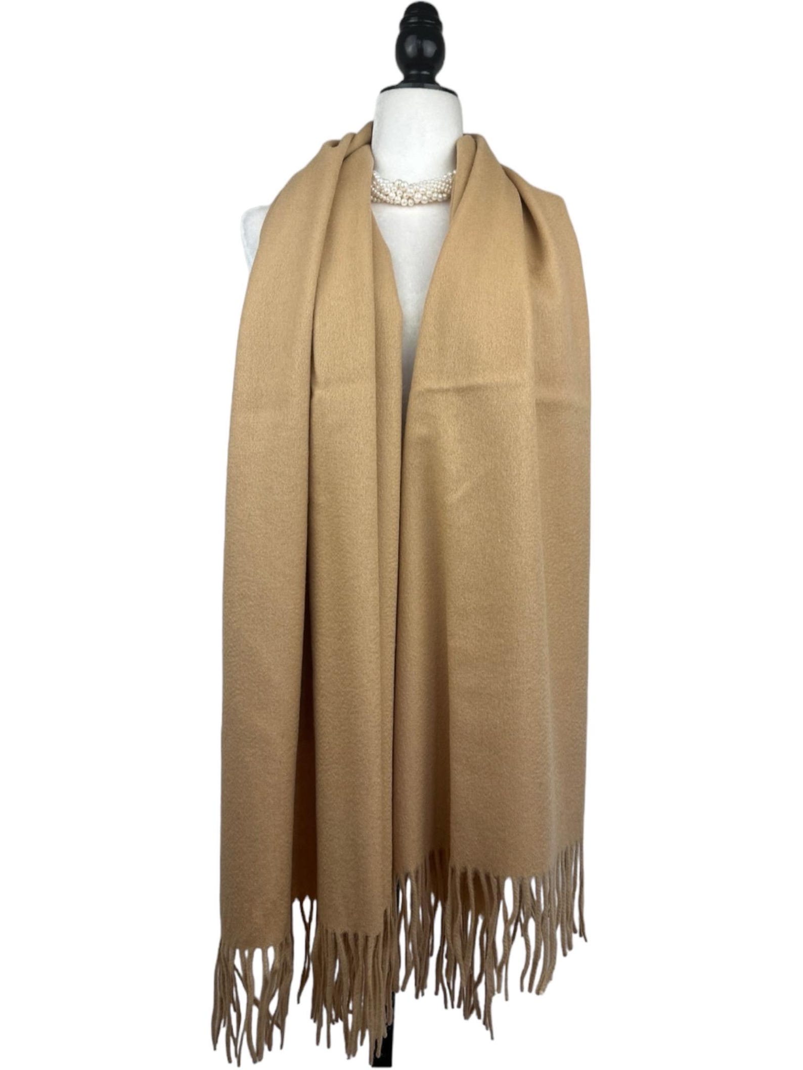 Camel Beige Tan Wool Shawl - Minimalist Winter Scarf - All Season ...