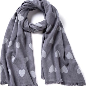 Heart Print Fashionable Soft Scarfinitial Personalizable ...