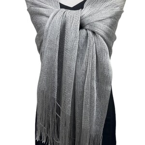 Silver Shimmer Shiny Sparkle Metallic Sheer Mesh Scarfevening ...