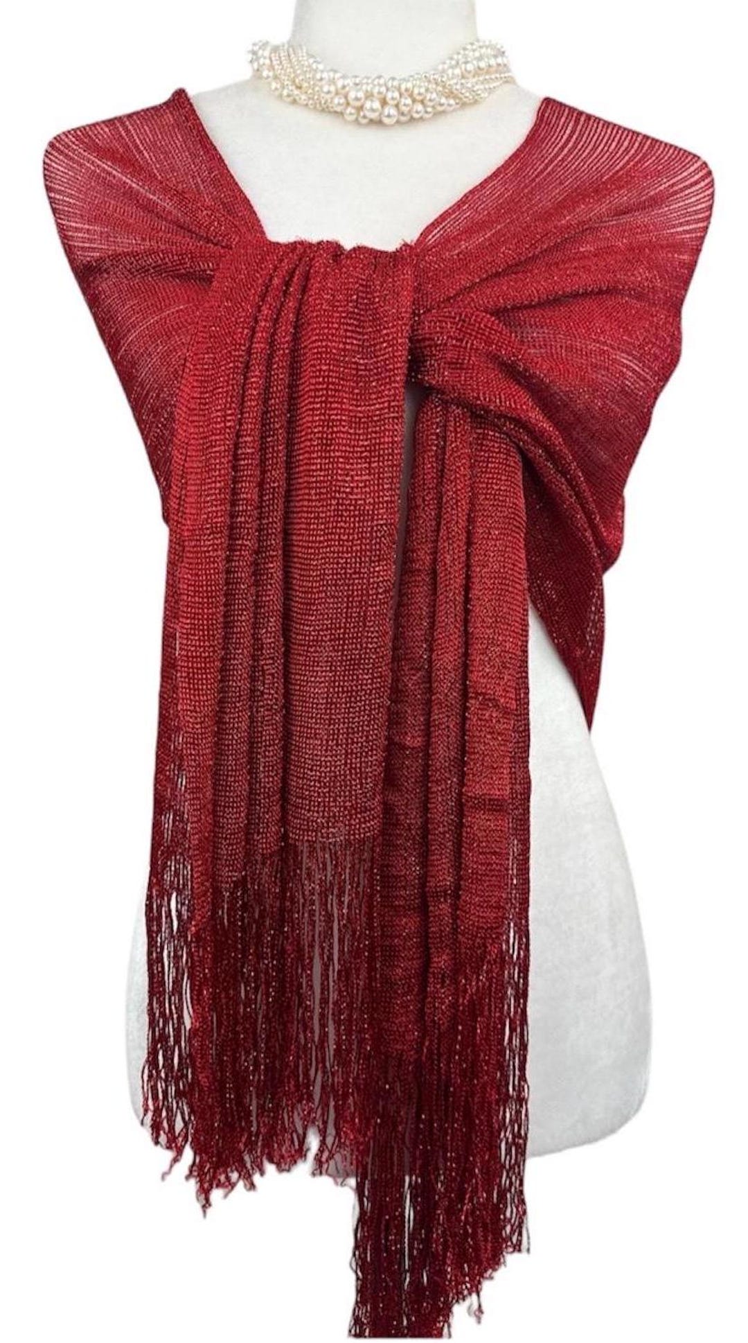Red Deep Rich Shimmering Shiny Sparkle Scarf|glitzy Scarf|evening Wrap ...